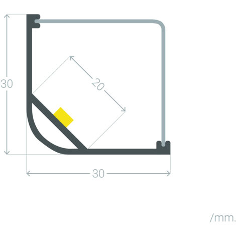 Perfil Aluminio Esquina Triangular 2m para Tira LED hasta 20mm Negro 2 ...