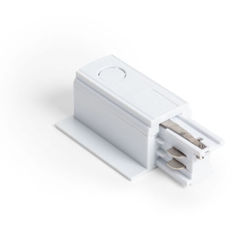 Conector 'Left Side' Trifásico a Red para Carril Empotrable Aluminio Blanco