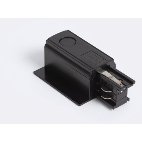Conector 'Left Side' Trifásico a Red para Carril Empotrable Aluminio Negro