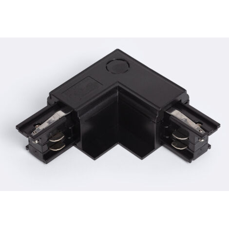 Conector 'Left Side' Tipo L para Carril Trifásico Empotrable Aluminio Negro