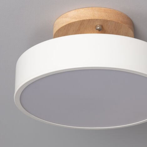 Lámpara de Techo LED 12W Madera y Metal Blanco Seleccionable Whisty Blanco