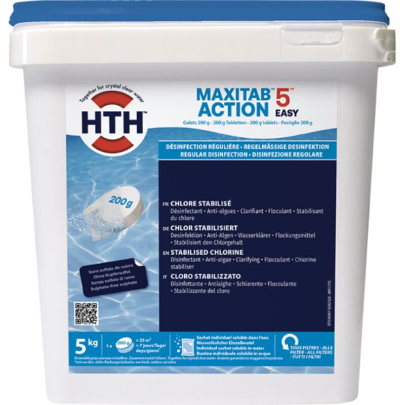 Hth - MAXITAB ACTION 5 EASY Galet 200g Sachets Hydrosolubles - 5kg ...