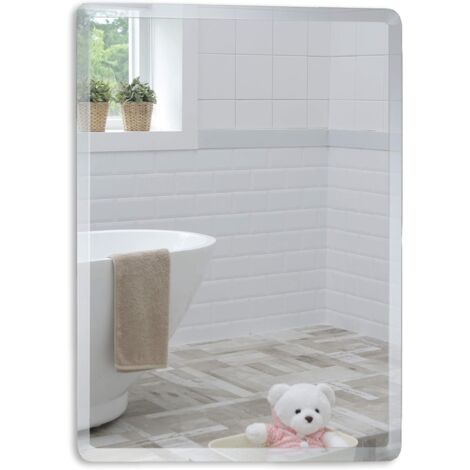 Simple Elegant Rectangular Bathroom Wall Mirror - Wall Mounted (60cm x ...