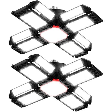 LED Workshop Light Garage Lighting 2 PCS, Deformable Ceiling Light with ...