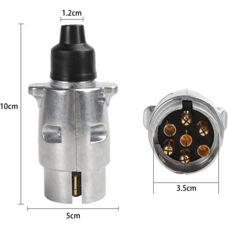 7 Pin Metal Trailer Plug,7 Pin Male Metal Waterproof Trailer Socket,12V ...