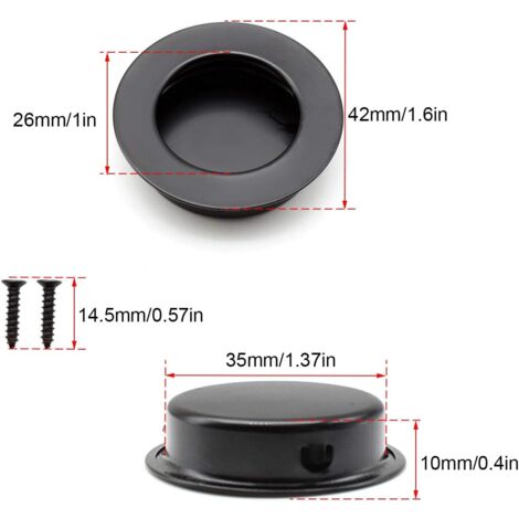 4 Pieces Round Recessed Handles, 40 mm Stainless Steel Sliding Door ...