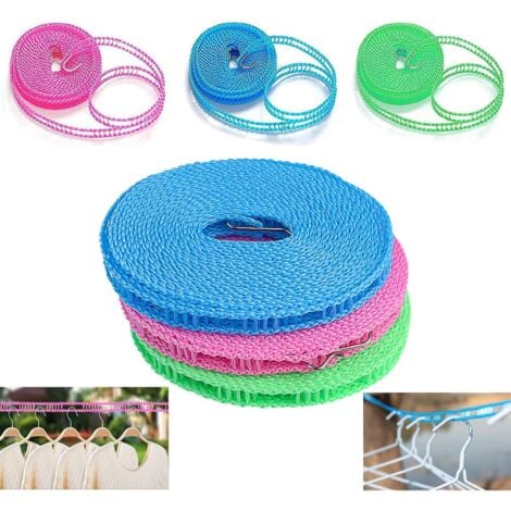 Nylon Clothesline, 6 Pieces Outdoor Clotheslines, Non-Slip Portable ...
