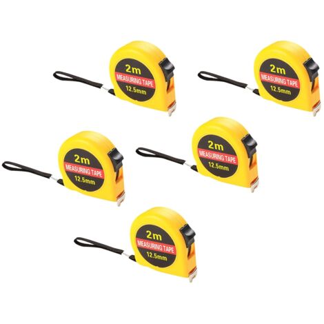 Pack of 5 retractable steel tape measures for indoor and outdoor use