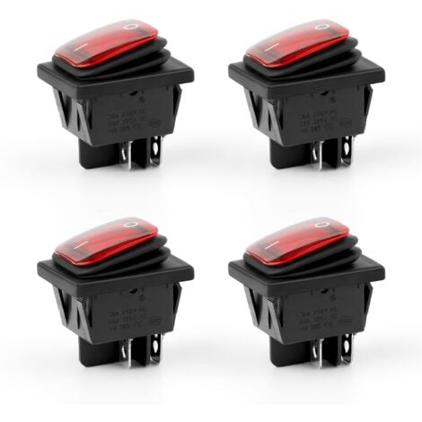 4 Switch, Waterproof Rocker Switch, AC 16A/250V 20A/125V 4 Pin 2 Position, Panel Mount Rocker ...