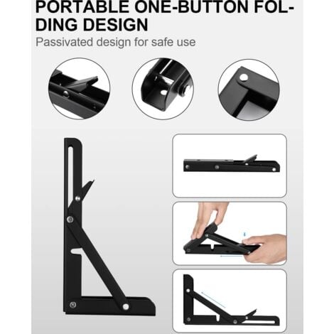 Folding Bracket 200mm, 2 Pieces Black Folding Console Bracket, Load ...