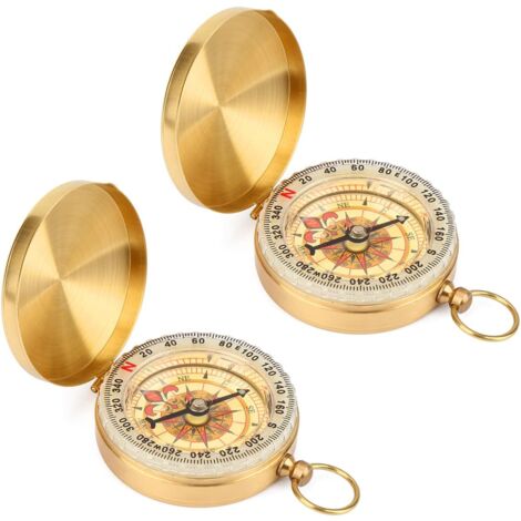 Portable Outdoor Brass Compass, Waterproof Classic Pocket Compass, Flip ...