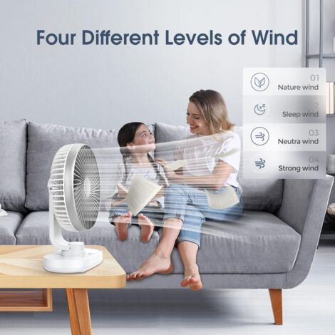 USB Desk Fan, Mini Table Fan, Automatic Oscillating Small Rechargeable ...