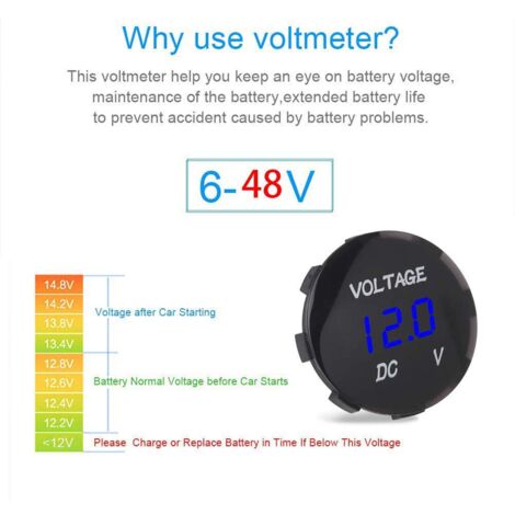 Motorcycle Voltmeter, Car Motorcycle Led Digital Display Voltmeter DC ...