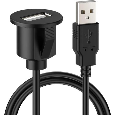 Universal Car USB Extension Cable Dashboard Flush Mount - 1M