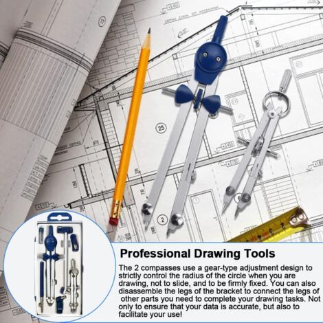 Metal Compass Kit Drawing Compass, Carpenter's Compass Converter ...