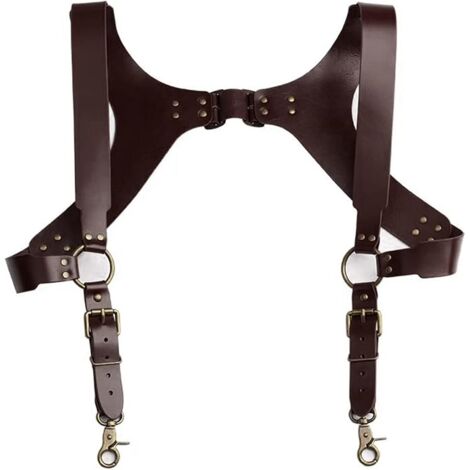 YiZYiF Men's Faux Leather Strappy Chest Harness with Buckle Adjustable ...