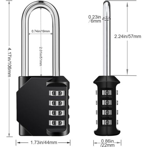 Outdoor Code Padlock for Gate, Garden Shed, 4 Digit Large Combination ...
