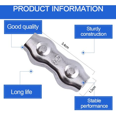 Steel Cable Clips, Rope Clips, Duplex Clips, M3 Double Cable Clips ...