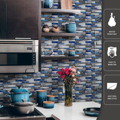 10pcs High Quality Self Adhesive Kitchen Backsplash Marble Tiles, 3030cm
