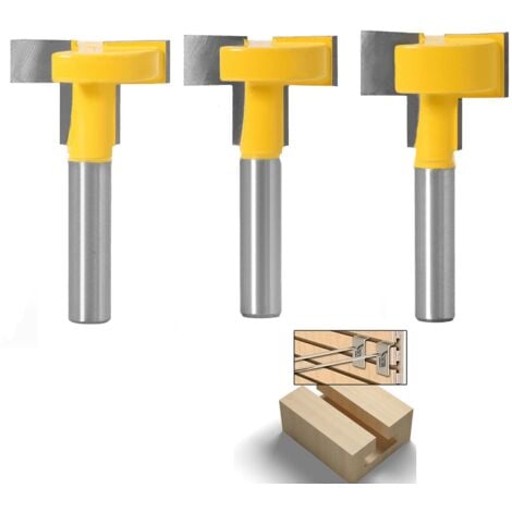 3 Pack 8mm T-Slot Router Bit, T-Track Router, Yellow Blade Cutting Bit