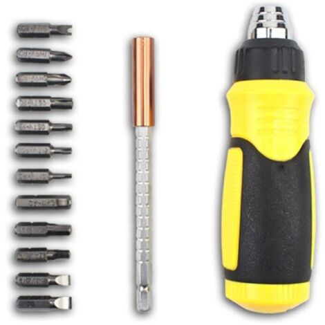 12 in 1 Magnetic Ratchet Screwdriver Telescopic Head Labor-Saving Hand ...