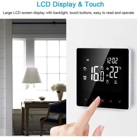 16A Digital Thermostat LCD Display Touch Screen Programmable Thermostat ...