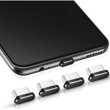 USB C Dust Plug, Type C Dust Cover Port Cap Protector Black (4pcs)