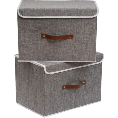 Storage Box, 38 x 25 x 25 cm Foldable Storage Baskets, Storage Box (Grey)