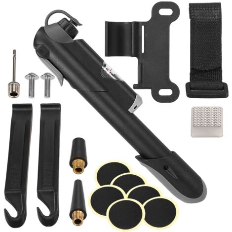 Mini Bike Pump Kit with Barometer, Plastic, Black