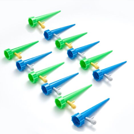 Pack of 12 droppers with valve, plastic, adjustable, blue/green