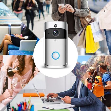 Wireless Video Doorbell, Motion Sensor, HD 1080p, iOS / Android, Silver