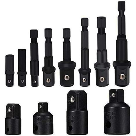Socket Adaptor Converter Set Hex Shank Drill Bit Nut Wrench 8pcs Socket ...