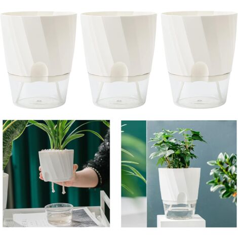 Self Watering Flower Pots Set of 3, Flower Pots, Lazy Flower Pot ...