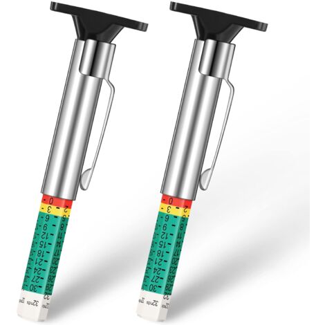 2 Pcs Tread Depth Gauge, Smart Color Coded Tire Measuring Tool