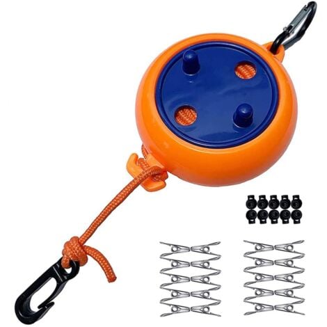 Telescopic clothes dryer, plastic/nylon, 8 m, orange