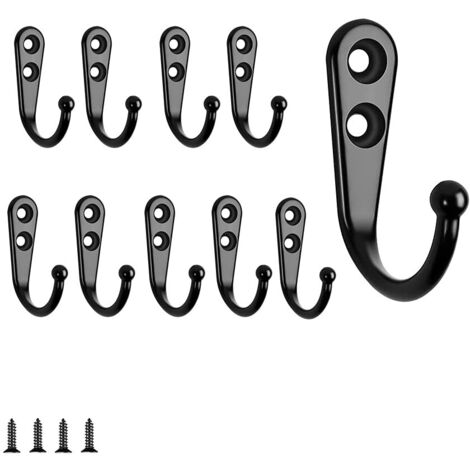 10 Pieces Single Hooks Black Wall Hooks Black Coat Hooks Equipped with ...