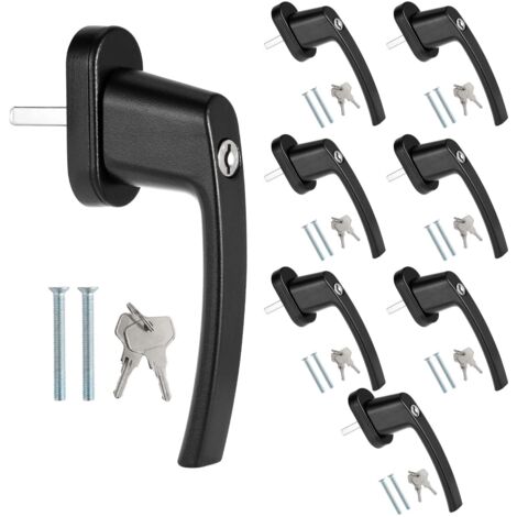 Set of 8 Lockable Aluminum Window Handles - Child Safety - With 35mm ...