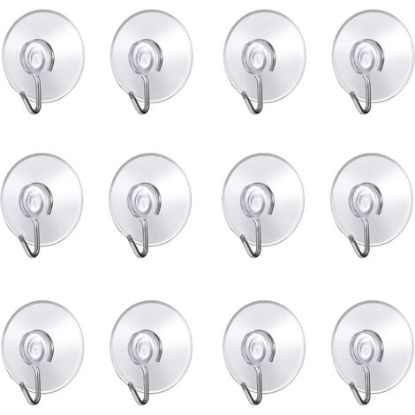 Wall Hook with Suction Cup, Small Plastic Suction Cups with Round Hook ...