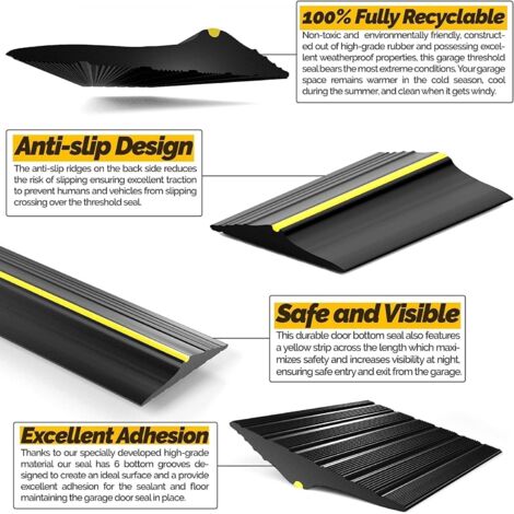 3M/18MM Garage Door Threshold Seal, Door Bottom Seal Strip, Rubber Seal ...