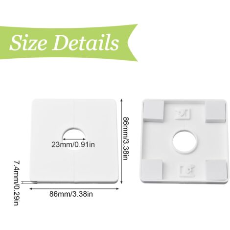 Pack Square Self-Adhesive ABS Plastic Pipe Covers for 22mm Diameter ...