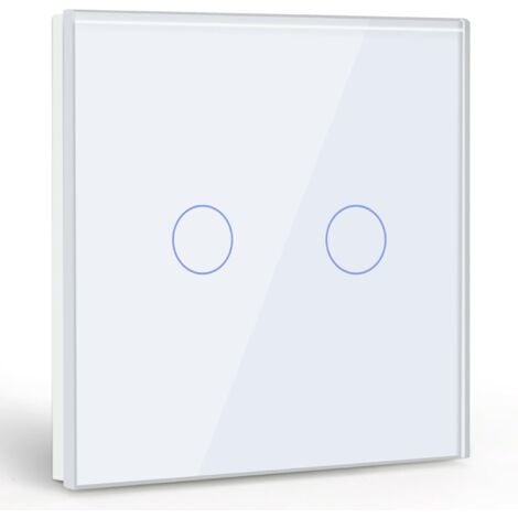 2 Gang 1 Way Touch Switch, White Light Switch with LED Display Light ...