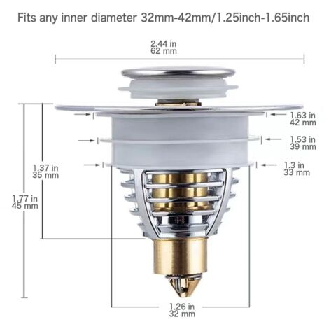 Universal Sink Plug, Improved Drain Stopper, Pull Type Sink Plug ...