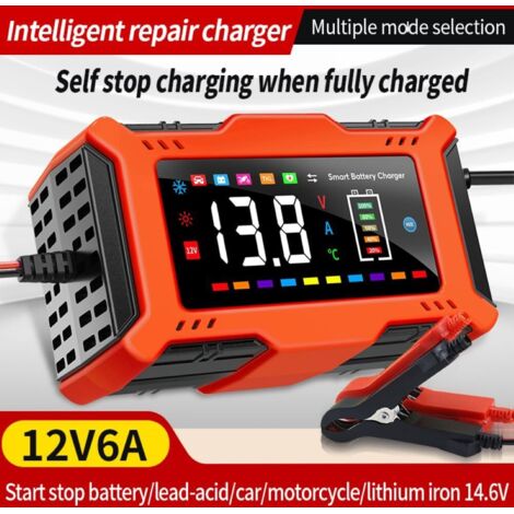 Smart Battery Charger, 6A 12V Lithium Iron Phosphate, Lead Acid Battery ...