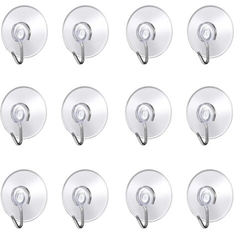 Wall Hook with Suction Cup, Small Plastic Suction Cups with Round Hook ...