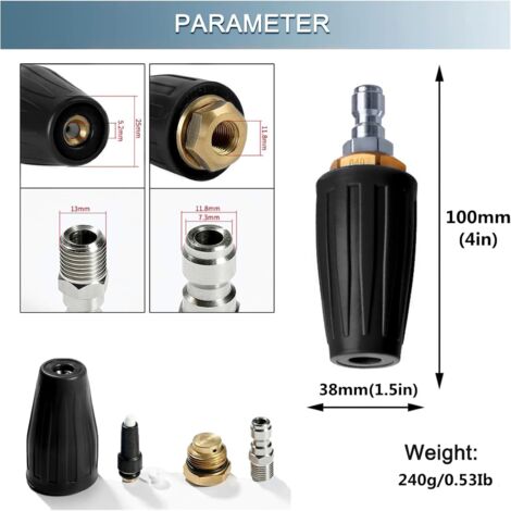 Universal Rotating Turbine Nozzle for Water Pressure Washer, 3600 PSI ...