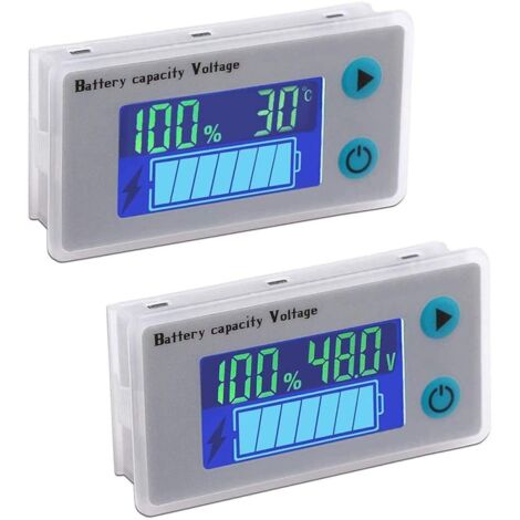 2PCS 10-100V Programmable Battery Level Voltage Temperature Indicator ...