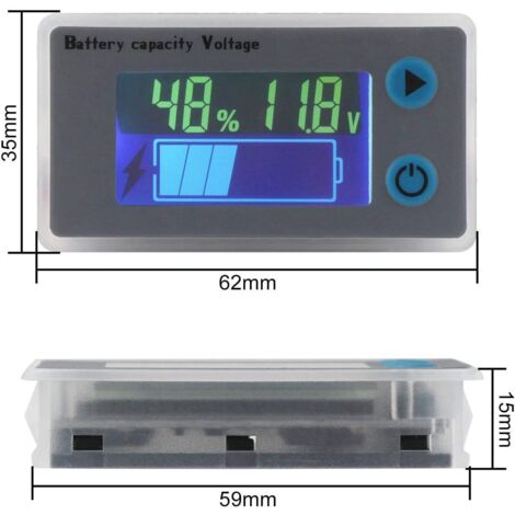 2PCS 10-100V Programmable Battery Level Voltage Temperature Indicator ...