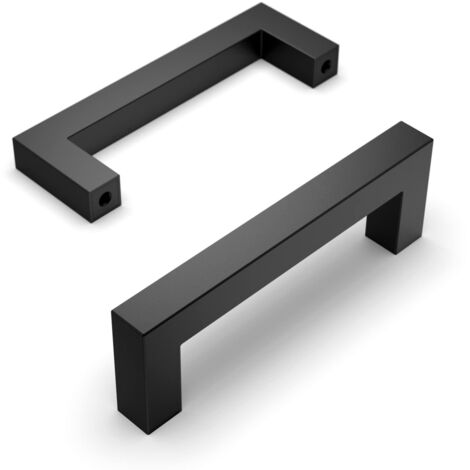 Set of 5 Black Kitchen Furniture Handles Center Distance 96mm Stainless ...