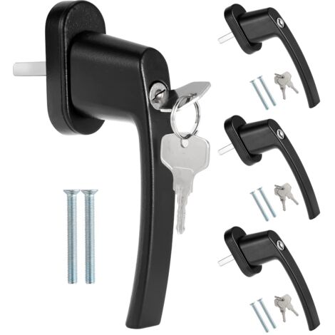 Set of 4 lockable window handles made of aluminium, child safety ...