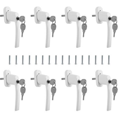 Set of 8 Lockable Aluminum Window Handles - Child Safety - With 35mm ...